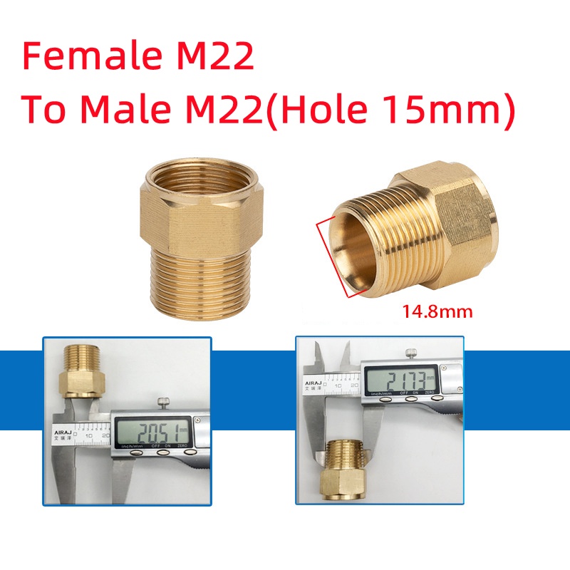 Brass 3/8" 1/4" M14 M18 M22 Thread Connector Male Female Adapter for ...