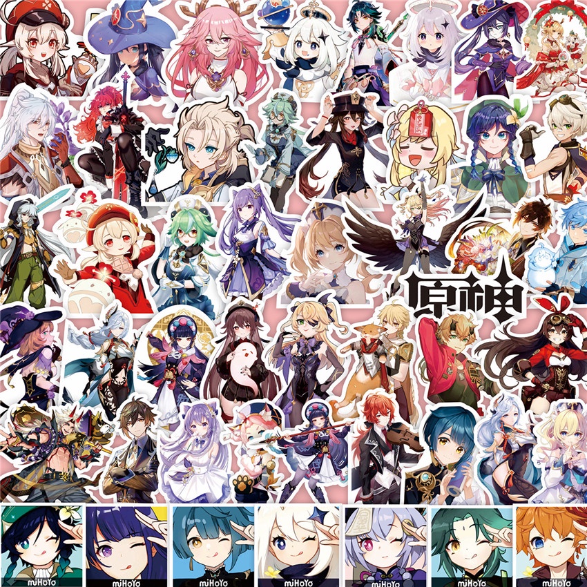 60Pcs/Set Mihoyo . Genshin Impact Stickers DIY Fashion Decals Doodle ...