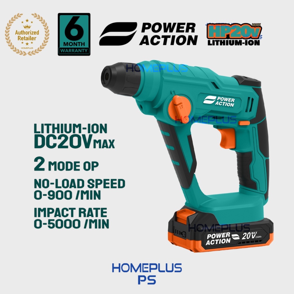 Homeplus Power Action CRH20 20V Cordless Rotary Hammer Drill Concrete ...
