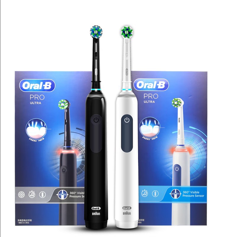 Oral B Pro Ultra Electric Toothbrush Pro 4: Smart Pressure Sensor, 48,800 Strokes/min, 2-Min ...