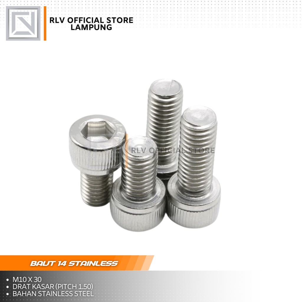 Bolt L STAINLESS M10 x 30 Brand THE M10x30 SS SUS 304 HEX SOCKET HEAD CAP SCREW Key L 8 L8 PITCH ...