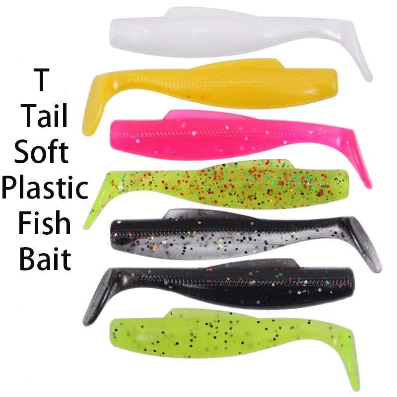 T-Tail Soft Fishing Lure 8cm Paddle Tail Bait 6pcs for Freshwater and ...