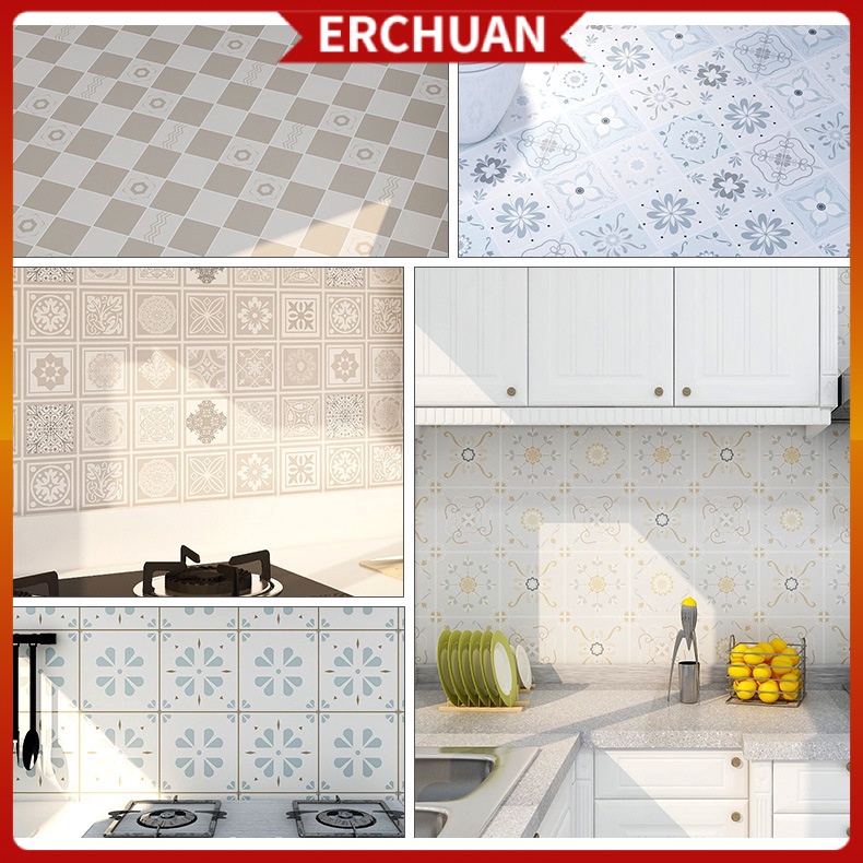 Self Adhesive Wallpaper Kitchen Wallpaper Floor Sticker Mosaic Tile ...