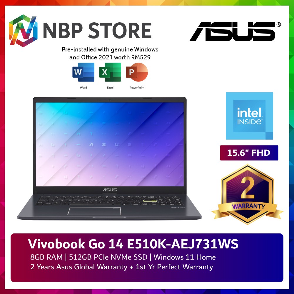 Asus Vivobook Go 14 E510K-AEJ731WS 15.6'' FHD Laptop Peacock Blue ...