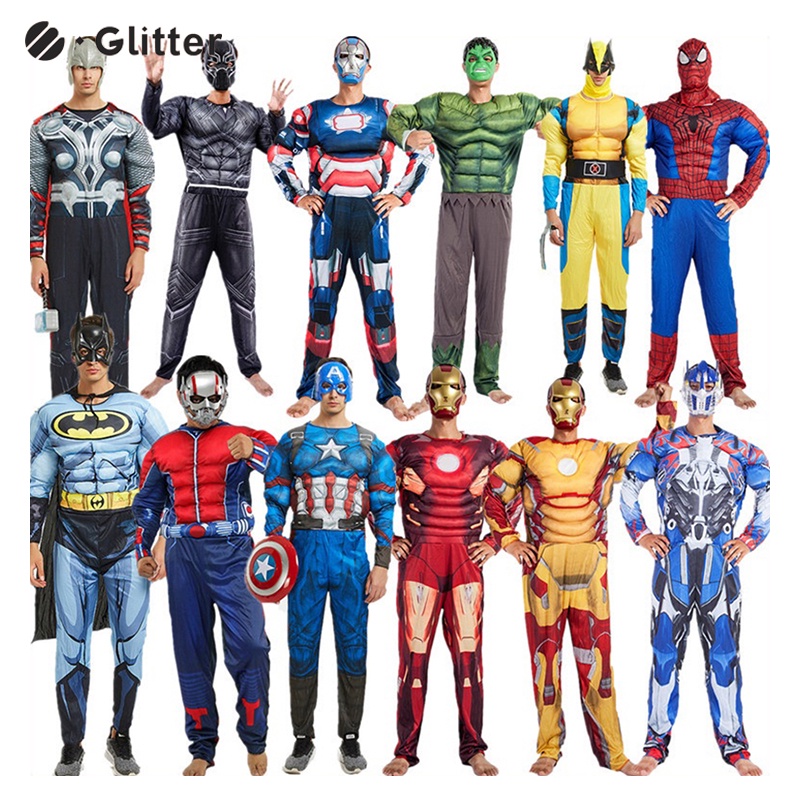 Adult Men Superhero Spiderman Ironman Captain America Hulk Thor Batman ...