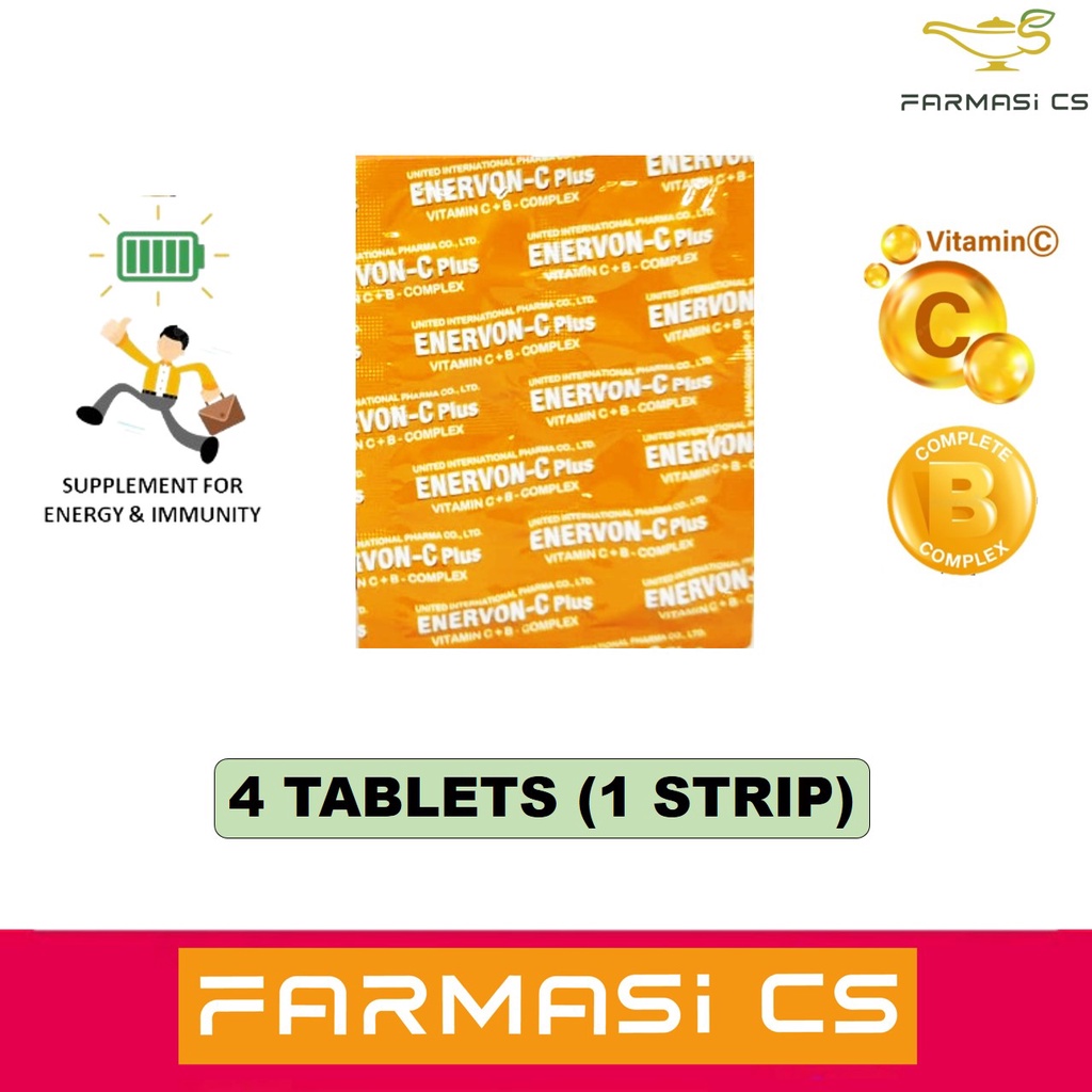 Enervon-C Plus Vitamin C + B Complex 4 Tablets (1 Strip) [ Enervon C ...
