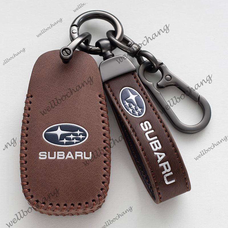 Genuine Leather Smart Car Key Case Cover Shell Chain For For Subaru XV ...