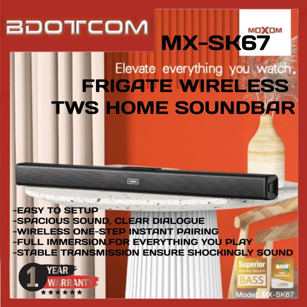 MOXOM MX-SK67 ERIGATE WIRELESS TWS HOME SOUNDBAR BLUETOOTH SPEAKER ...