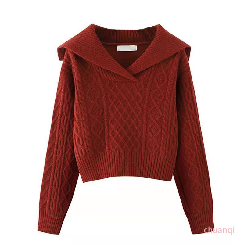 High-End New Year Loose V-neck Long-Sleeved Sweater Women's High Waist ...