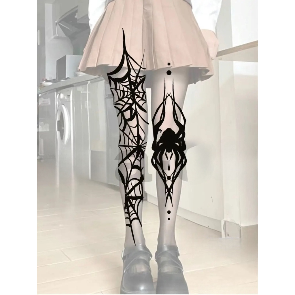 Halloween Spider Stockings Dark Gothic Punk Style Tights Y2K Spider Web ...