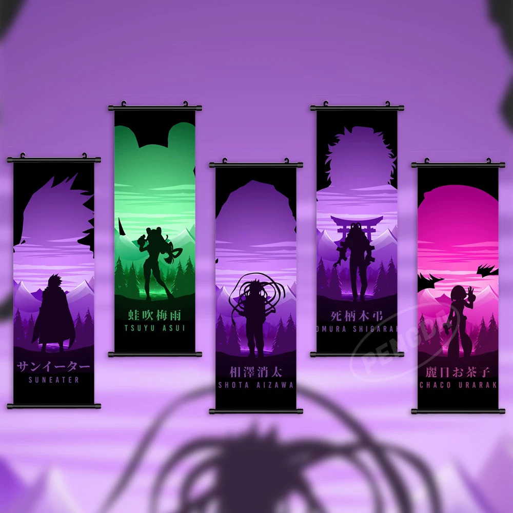 Home Decoration My Hero Academia Scroll Hanging Anime Poster Canvas