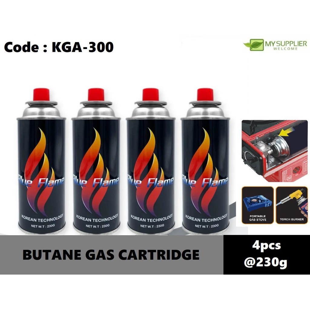 KGA-300 4PCS Blue Flame Butane Gas Cartridge/Portable Gas Tin Camping ...