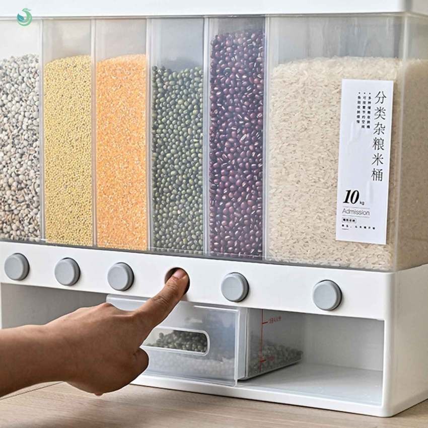 Wall mounted grain dispenser, large sealed rice and cereal dispenser ...