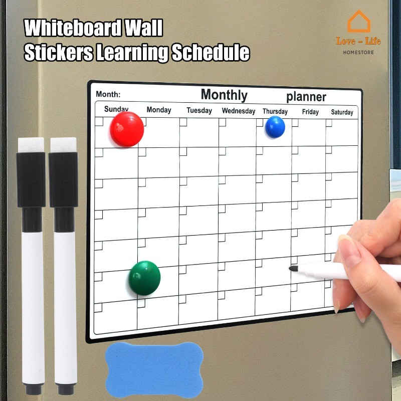 Monthly Weekly Planner Dry Erase Whiteboard Sticker - Self Adhesive ...