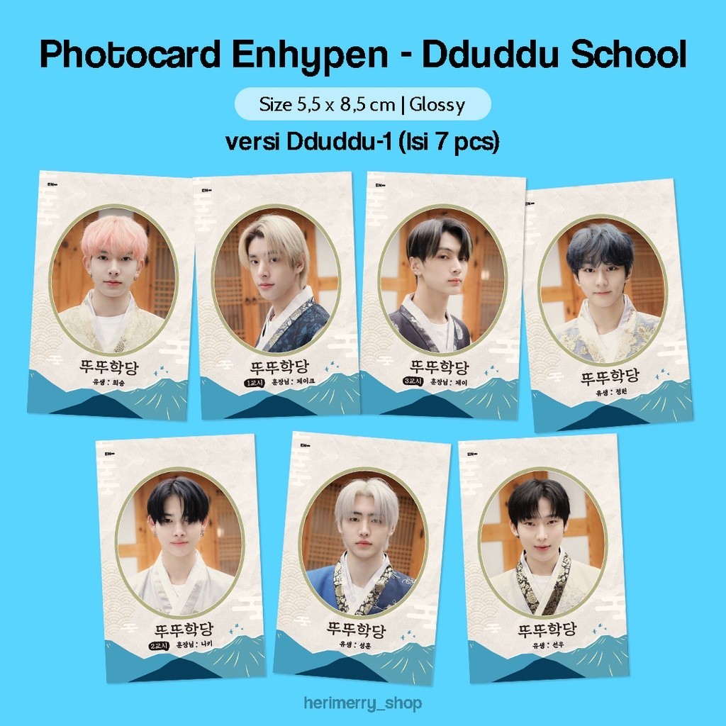 (CONTENTS Of 7 PCS) Photocard Enhypen Duddu School ENHA - Kpop Photo ...