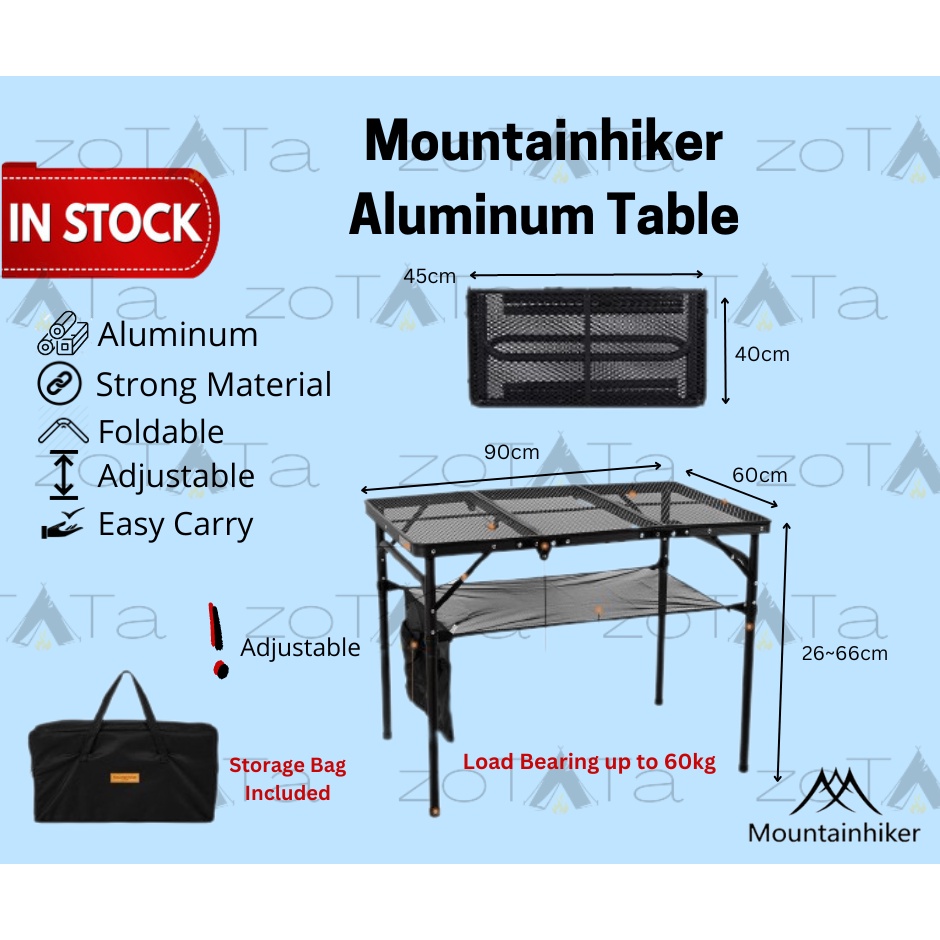 MOUNTAINHIKER 2-heights Foldable Outdoor Mesh Table Aluminium Alloy ...