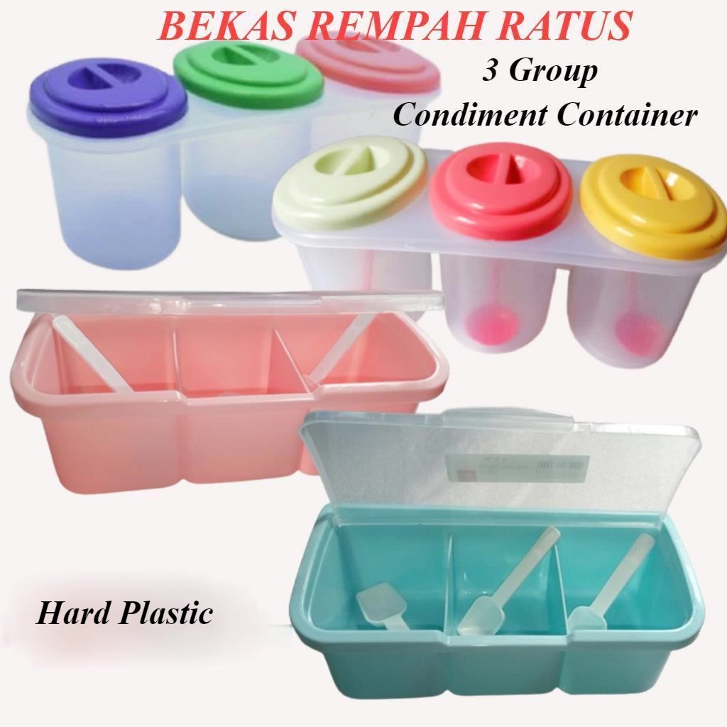 Bekas Rempah Ratus Tempat Simpan Rempah Ratus Gula Garam Kunyit Three Group Condiment Containers