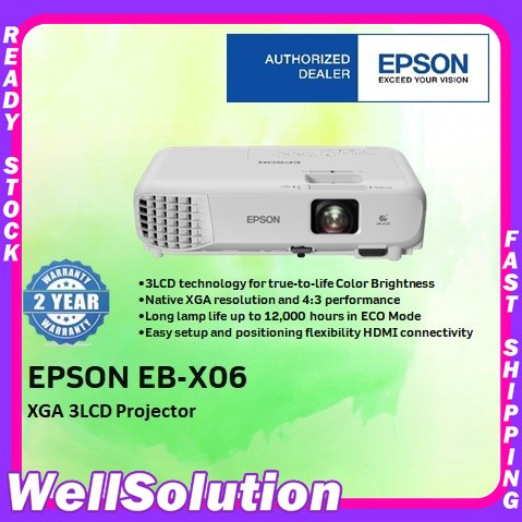 EPSON EB-X06 XGA 3LCD Projector 3600 Lumens for Home and Business ( VGA ...