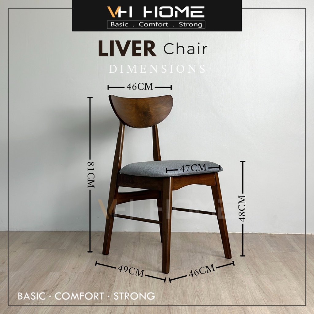 VH LIVER Dining Set 1+4 Chairs +1Bench (Fully Solid Rubber Wood ...