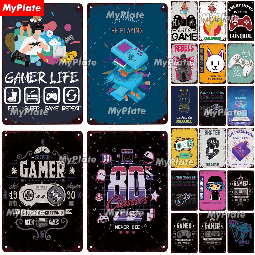 GAMER LIFE Metal Sign Vintage Tin Sign 80S/90S Game Plate Warning My ...