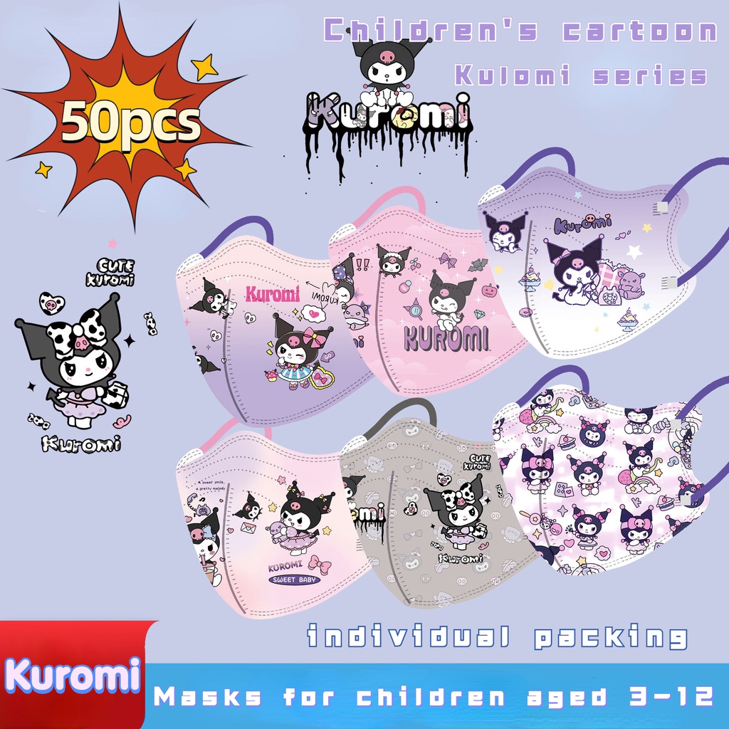 KN95 Kuromi Children's 4D Mask Cute Cartoon Children's Mask 3-12 Year ...