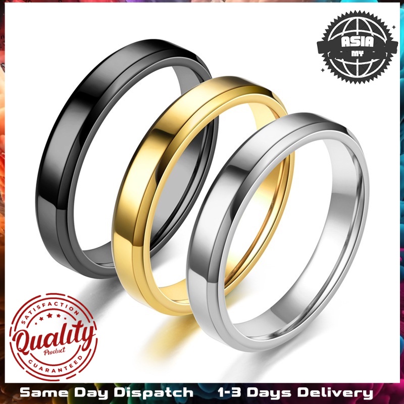 Classic 4mm men's and women's simple fashion bevelled smooth bright ...