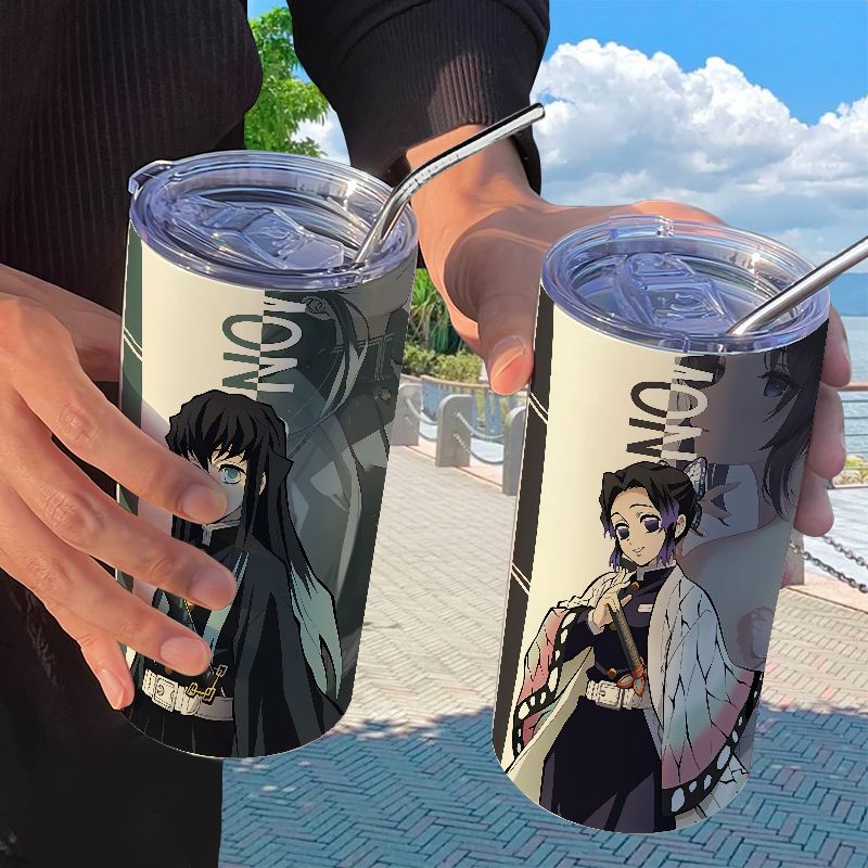 Demon Slayer thermos cup with straw casual cup coffee cup portable ...