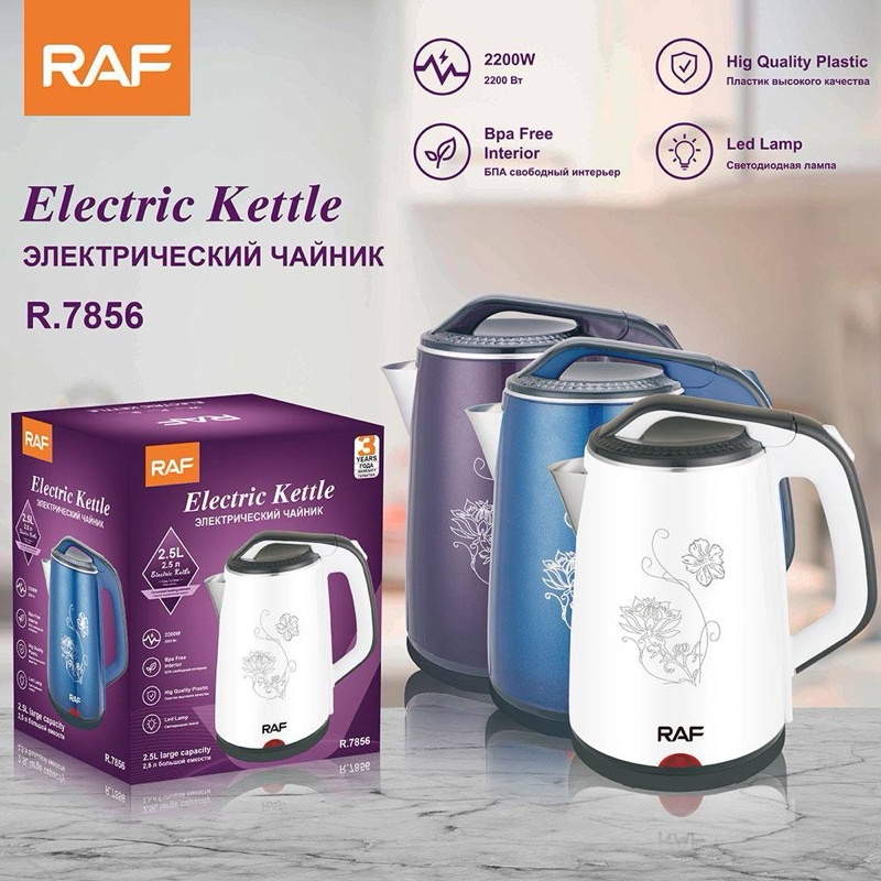 RAF ELECTRIC KETTLE 2.5 LITER WITH LED LAMP 2200 WATT MODEL R-7856 | Shopee Malaysia