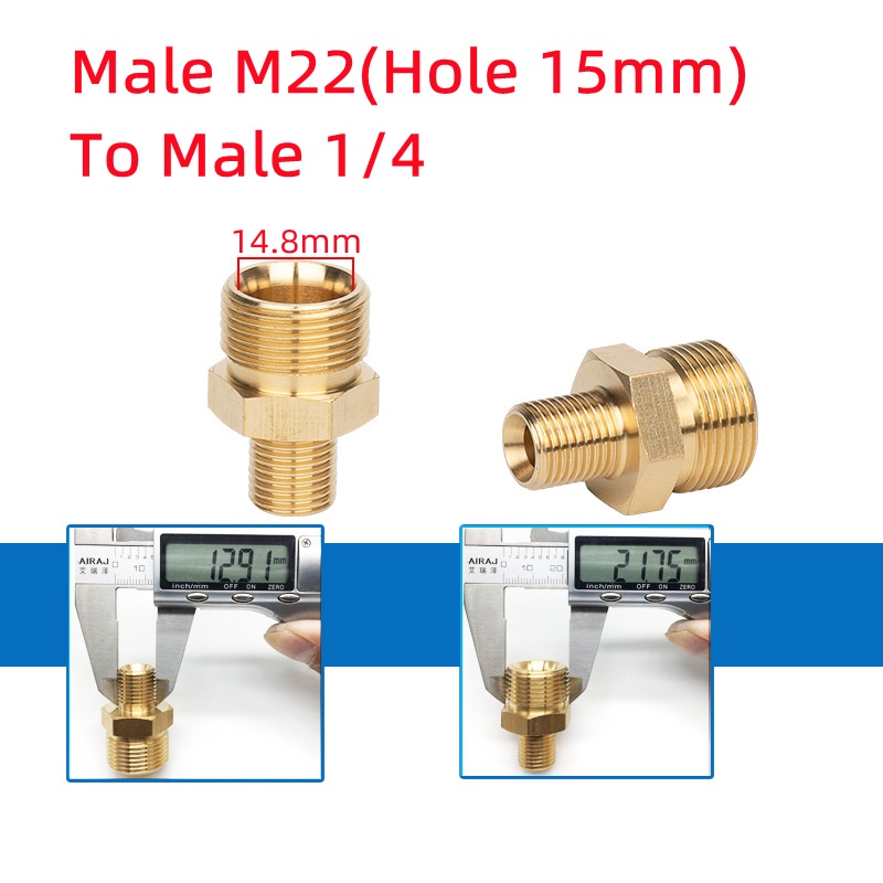 Brass 3 8 1 4 M14 M18 M22 Thread Connector Male Female Adapter For