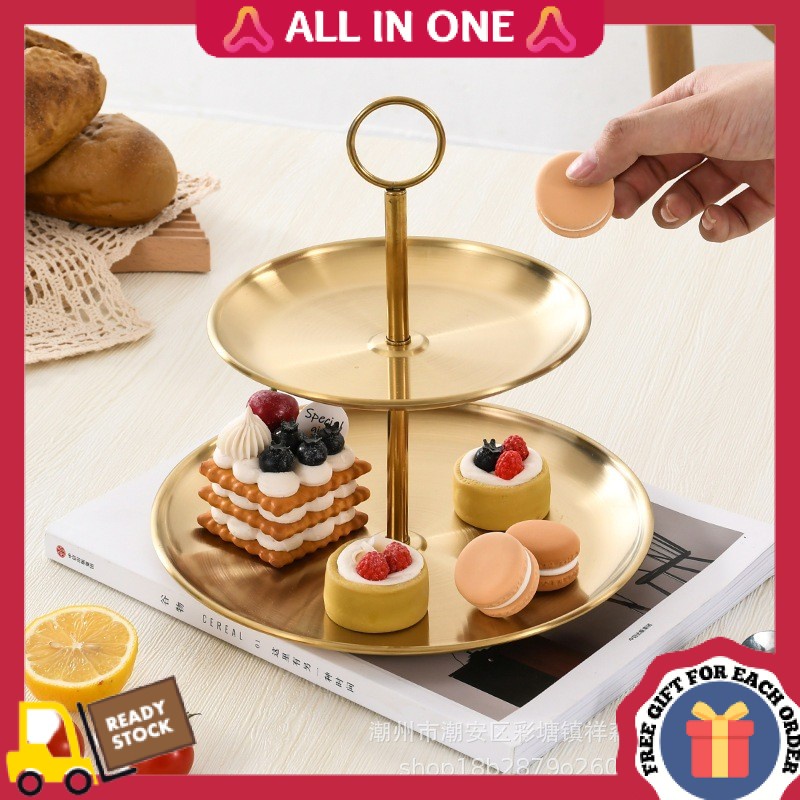 Golden 3 Tier High Tea Stand Dessert Cupcake Cakes Fruit Party Serving ...