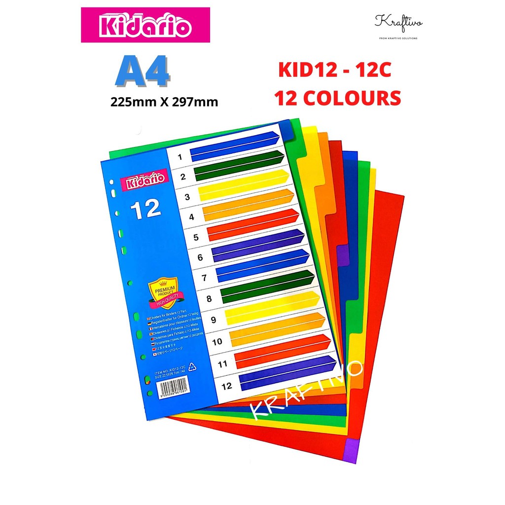 A4 KIDARIO 11 HOLES PP PLASTIC INDEX DIVIDER SUITABLE FOR RING FILE ...
