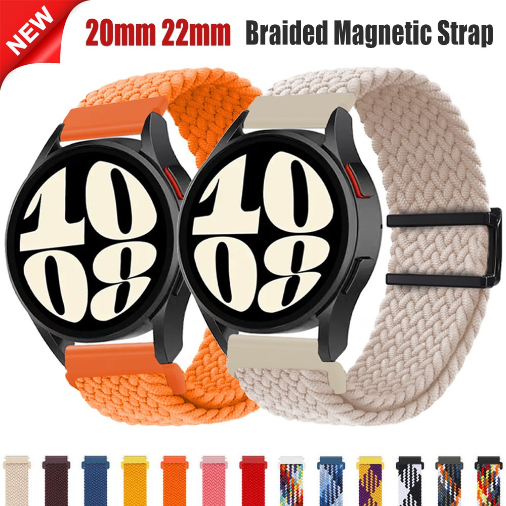 20mm 22mm Nylon magnetic Strap For Samsung Galaxy Watch 3 4 5 6 Classic ...