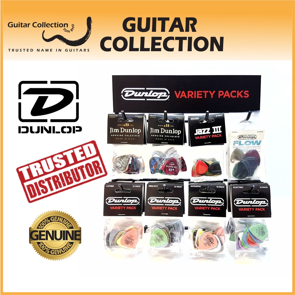 Jim Dunlop MD128V Variety Player's Pack Guitar Picks with Display Rack ...