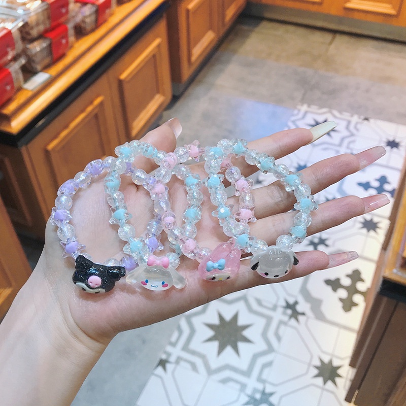 New Sanrio Anime Kuromi Mymelody Cinnamoroll Crystal Bracelet Beading ...