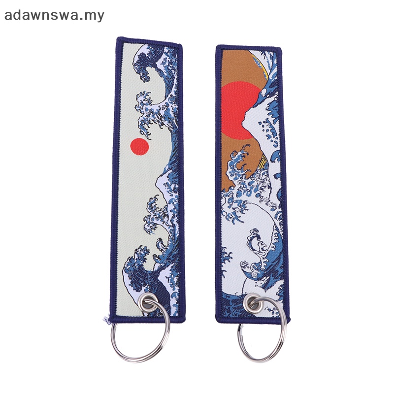 ADAWA 1Pc Japanese Waves Art Drawing Embroidery Key Fobs Backpack Key ...