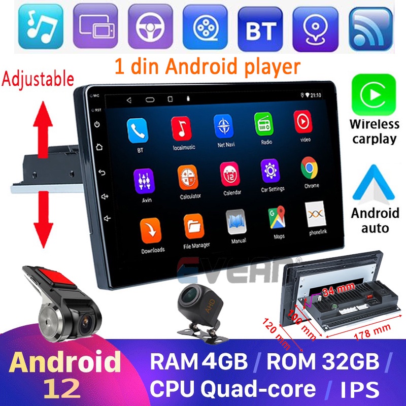 1din Android Car Player 4G+32G 7/9/10 Inch Touch Screen Head unit Car ...
