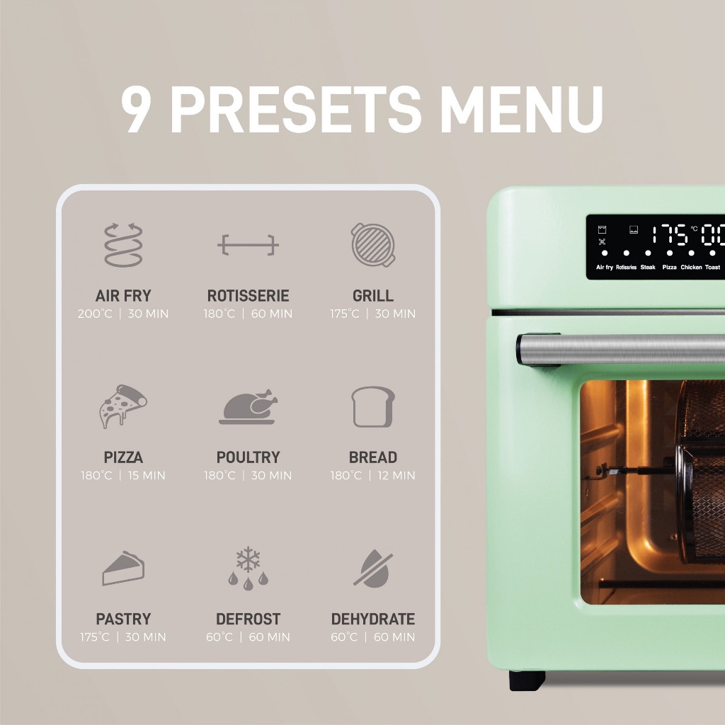 SENZ Air Fryer Oven (24L) Dual Way Heating 3 Layers Baking Position LED ...