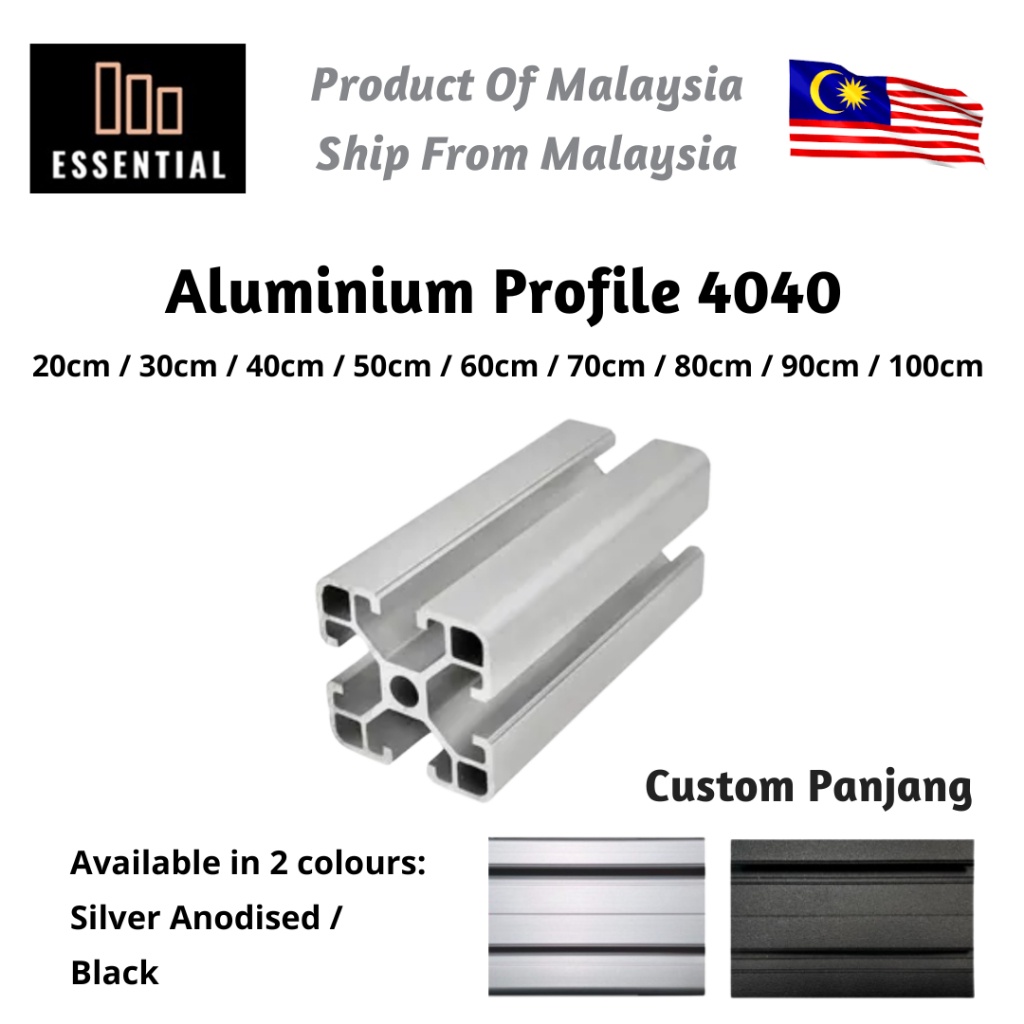 Heavy Duty 4040 Aluminium Profile Black Colour size 40x40 20cm/40cm ...