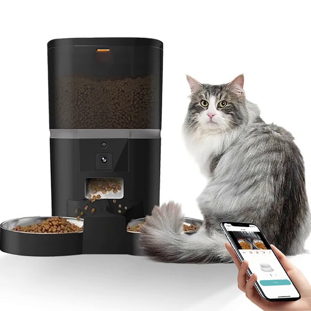 4L WiFi Automatic Cats Feeder With Camera Video Dogs Food Dispenser Pet ...
