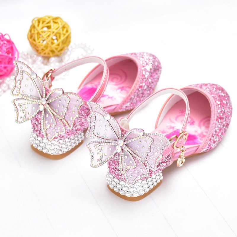 Girl's Princess Shoes Kids Girl Children's High Heels Crystal Leather ...