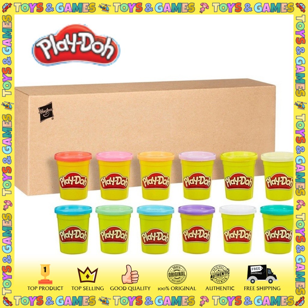 Play Doh Classic 12 Pack Case Bulk Spring Mix Colors Non-Toxic Modeling Compound 4oz Cans Clay ...