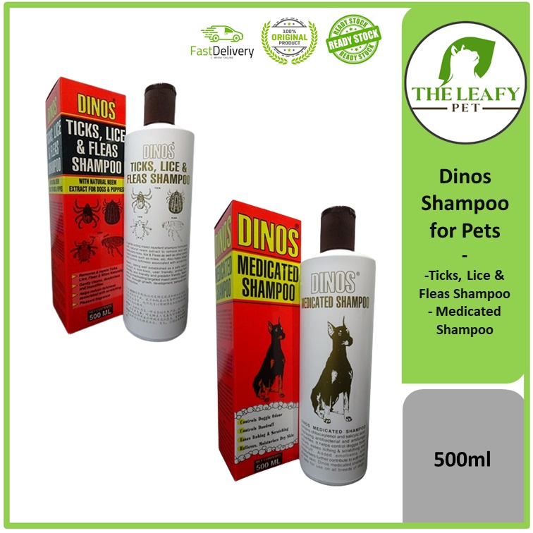 Dinos Shampoo for Cat & Dogs - Ticks , Lice & Fleas Shampoo / Medicated ...