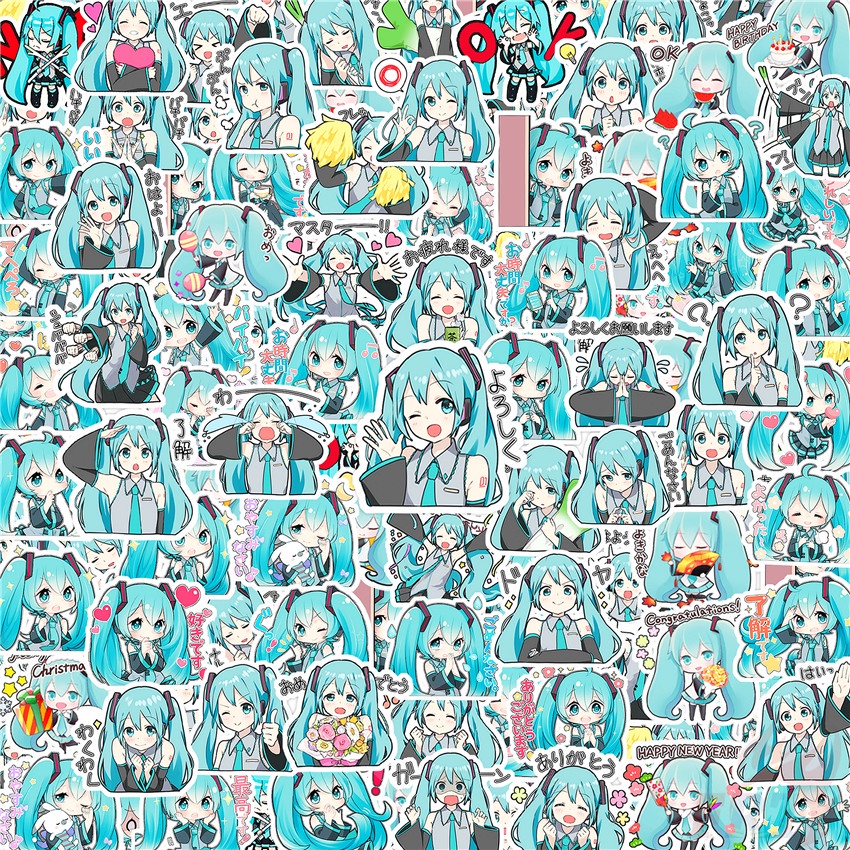 90Pcs/Set ★★★ Miku . Funny Emoji Mini Diary Manual Stickers ★★★ DIY ...