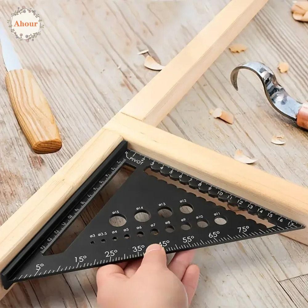 AHOUR Tri-Square Ruler, Aluminum Alloy Marker Framing Tools Gauge ...
