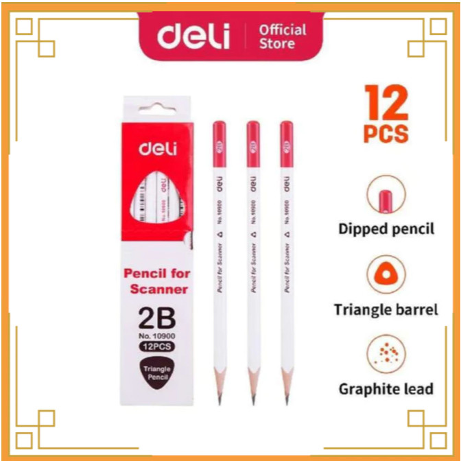 KAYU Wooden Pencil 2B Pencil Deli No.10900 Triangle Triangle 12 Pcs ...
