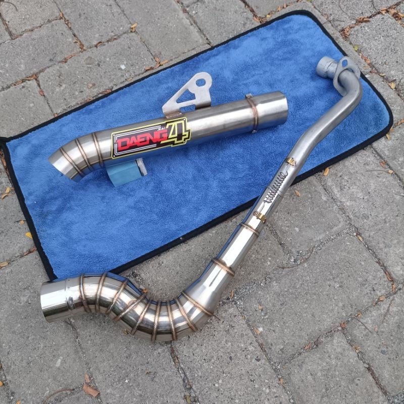 Berjutt Daeng sai4 Open spec pipe 51mm Canister + elbow for Wave 110/ ...