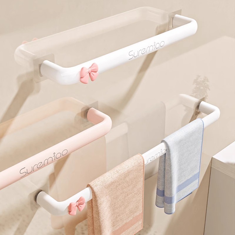 Towel Rack Perforation-Free Bathroom Hanger Rack Bath Towel Wall ...