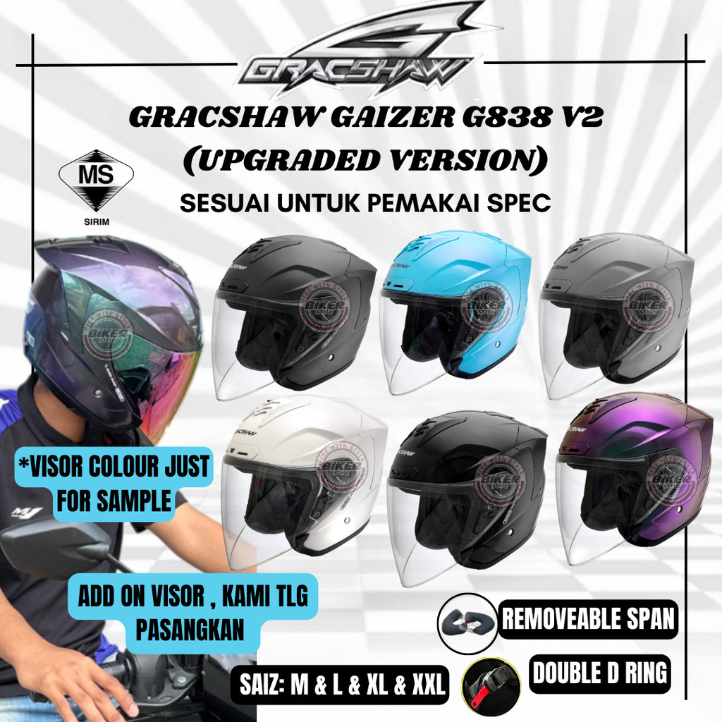 (UPGRADED VERSION) GRACSHAW G838 GAIZER V2 HELMET ORIGINAL (GRACSHAW ...