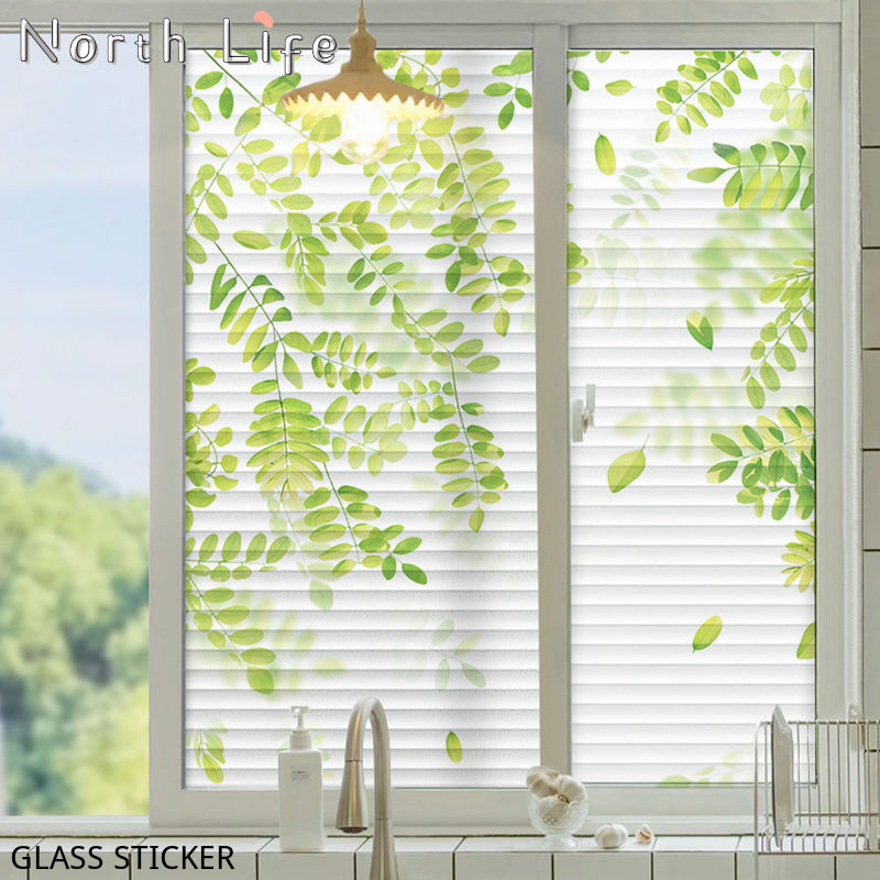 Small Fresh Green Louver Window Sticker Bathroom Anti Glare Frosted ...