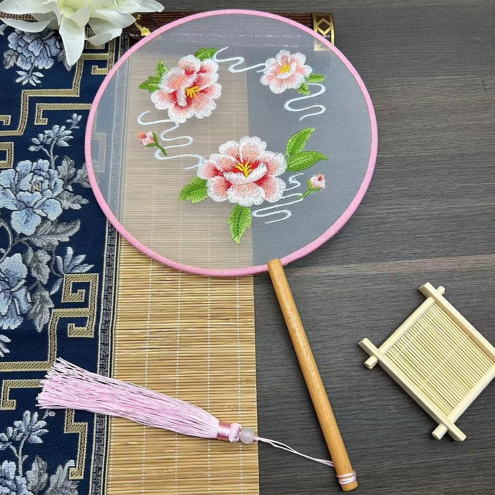 Translucent Silk Embroidered Hand Fan Chinese Round Fan Ancient Hand ...